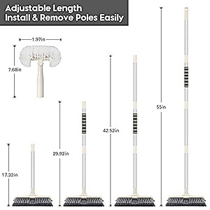RMAI Floor Scrub Brush with Long Handle, Floor Brush Scrubber, Shower Cleaning Brush for Deck, Bathroom, Tub, Tile, Grout, Kitchen, Wall, Swimming Pool, Patio, Garages