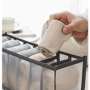 CHLD Underwear Drawer Organizer Set- Foldable Underwear Storage Divider Boxes for Clothes, Socks, Underwear and Bras (Grey)