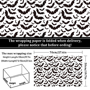 Whaline 12 Sheet Halloween Wrapping Paper Black White Pumpkin Ghost Spider Web Pattern Folded Flat Gift Wrap Paper 4 Design Art Paper for Halloween Party DIY Craft Gift Packing, 19.7 x 27.6 Inch