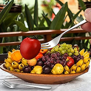 Glitterymall 12PCS Stainless Steel Cocktail Tasting Appetizer Cake Fruit Forks and Tea Dinner Server Spoon Kitchen Accessory Wedding Party (6 forks 5'' and 6 spoons5'')
