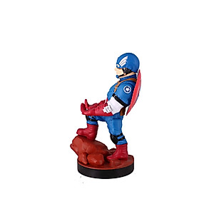Exquisite Gaming: Marvel Captain America - Original Mobile Phone & Gaming Controller Holder, Device Stand, Cable Guys, Licensed Figure