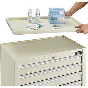 Global Industrial Medical Bedside Cart, 5-Drawer, Key Lock, Beige, 24-1/2"L x 13-1/4"W x 29"H
