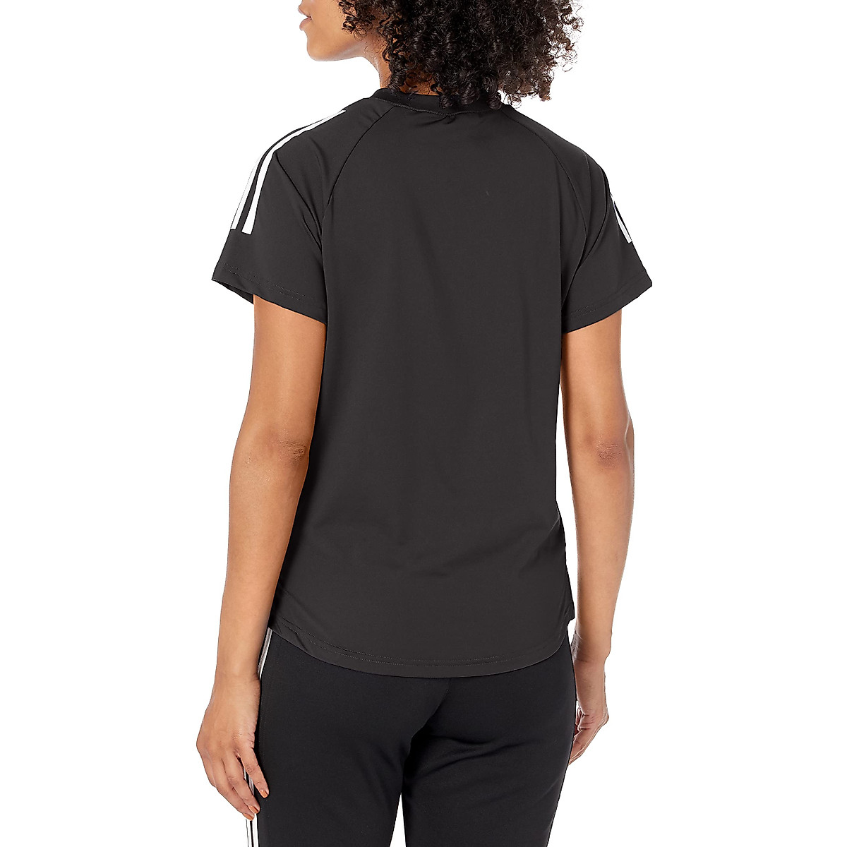 adidas Women's Hi Low Jersey Short Sleeve, Black/White, Large