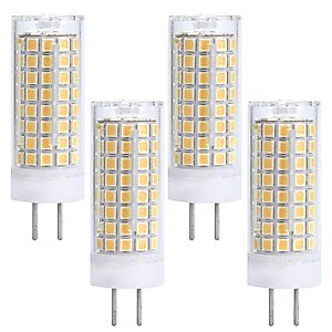 Lxcom Lighting GY6.35 LED Bulb 10W Dimmable Corn Light Bulb (4 Pack)- 2835 SMD 102 LEDs 90W Equivalent Warm White 3000K G6.35/GY6.35 Base T4 JC Type 1000LM for Accent Landscape Lighting, AC 110V