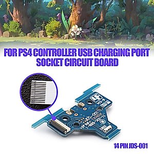 Create idea 2Set USB Charging Port Socket Board JDS-001 Compatible with PS4 V1 Wireless Controller with 14Pin Ribbon Cable