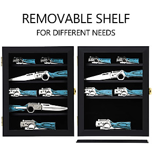 Grintus Pocket Knife Display Case Knife Collection Display Box for Wall Folding Knife Cabinet with Uv Protection Acrylic Lockable Black