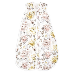 aden + anais Baby Sleeping Bag, 100% Organic Cotton Muslin, Wearable Swaddle Blanket for Girls & Boys, Breathable & Lightweight, TOG Rating 1.0, Earthly - Rosewood, 6-18 Months