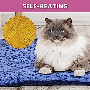 MARUNDA Self-Warming Cat Bed,Super Soft Dog Bed Crate Bed Blanket, Self Heating Cat Pad, Thermal Cat and Dog Warming Bed Mat. (Self-Warming, S - 22" * 15")