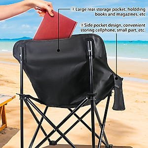 Portable Folding Camping Chair for Outside, Lightweight Outdoor Chairs Support 440lbs for Backyard Lawn Beach Camp Chairs, Black