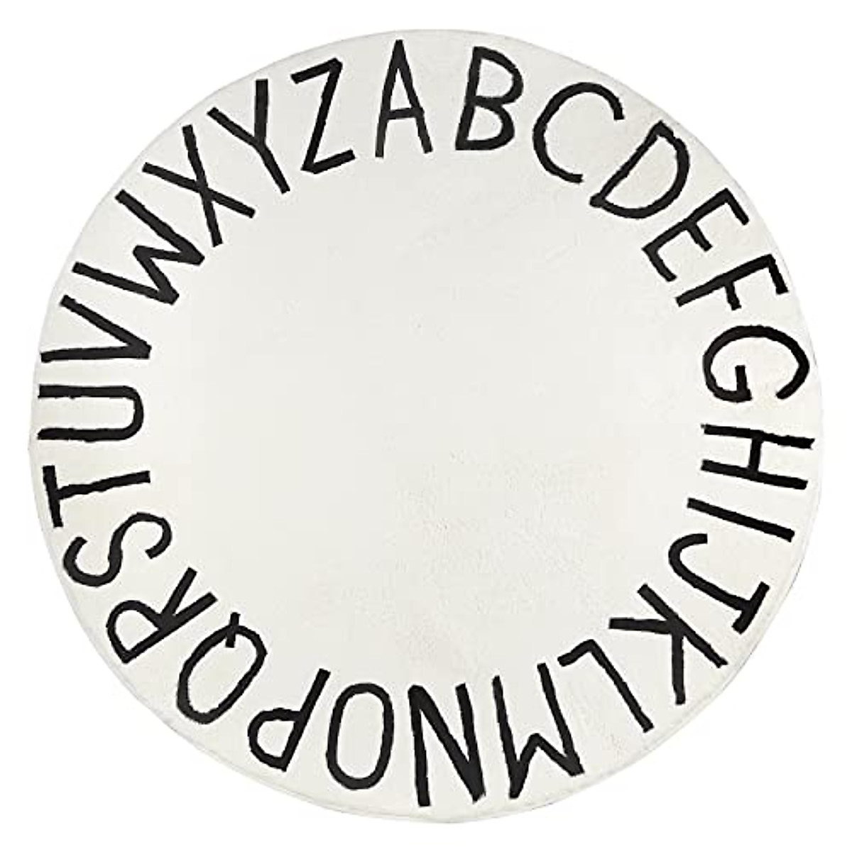 Topotdor Round Kids Play Rug Alphabet Nursery Area Rug Extra Large Soft Crawling Play Mat for Children Toddlers Bedroom (40 inch, Beige)