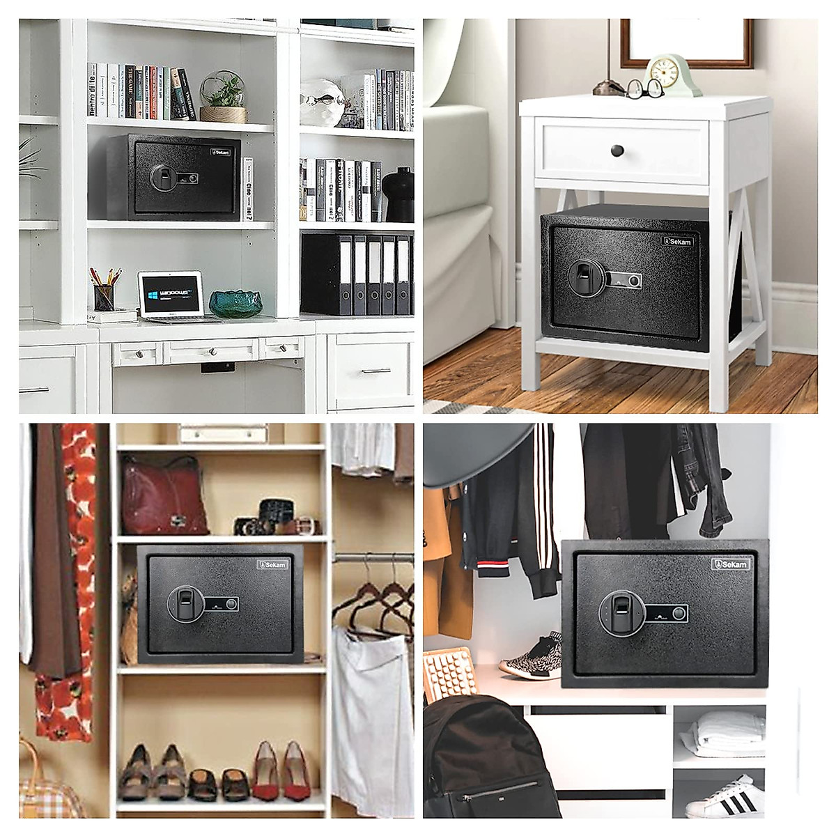 SEKAM Biometric Fingerprint Safe Box, Security Safe with Fingerprint Access, Personal Safe with Electronic Lock, Safe Box Waterproof Fireproof, Home Safe for Cash Jewelry Important Documents Guns