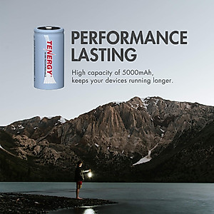 Tenergy C Size Battery 1.2V 5000mAh High Capacity NiMH Rechargeable Battery for LED Flashlights Kids Toy and More (8 pcs)