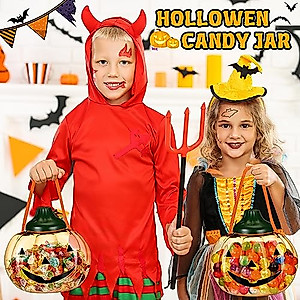 Sliner 6 Pcs 50 oz Halloween Plastic Pumpkin Jar Large Candy Jar with Lid Clear Pumpkin Cookie Dish with Cover Pumpkin Candy Bowl Fall Decorative Storage Vintage Food Snacks Sugar Container