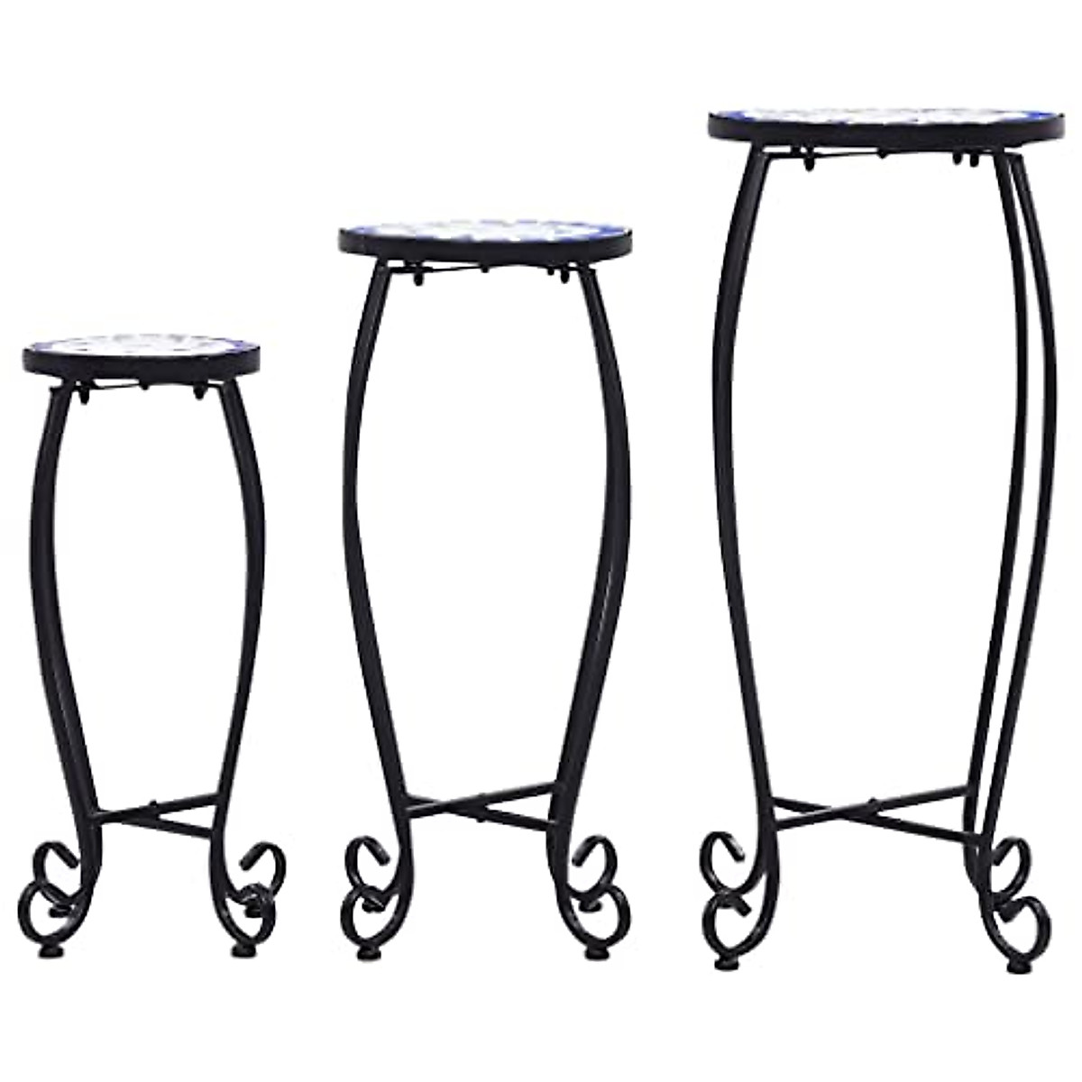 ZQQLVOO Mosaic Plant Table,Plant Rack,Plant Display Stand,Multi-Purpose Plant Stand,Flower Stands,For Backyard,Garden, Balcony,Terrace,Black White