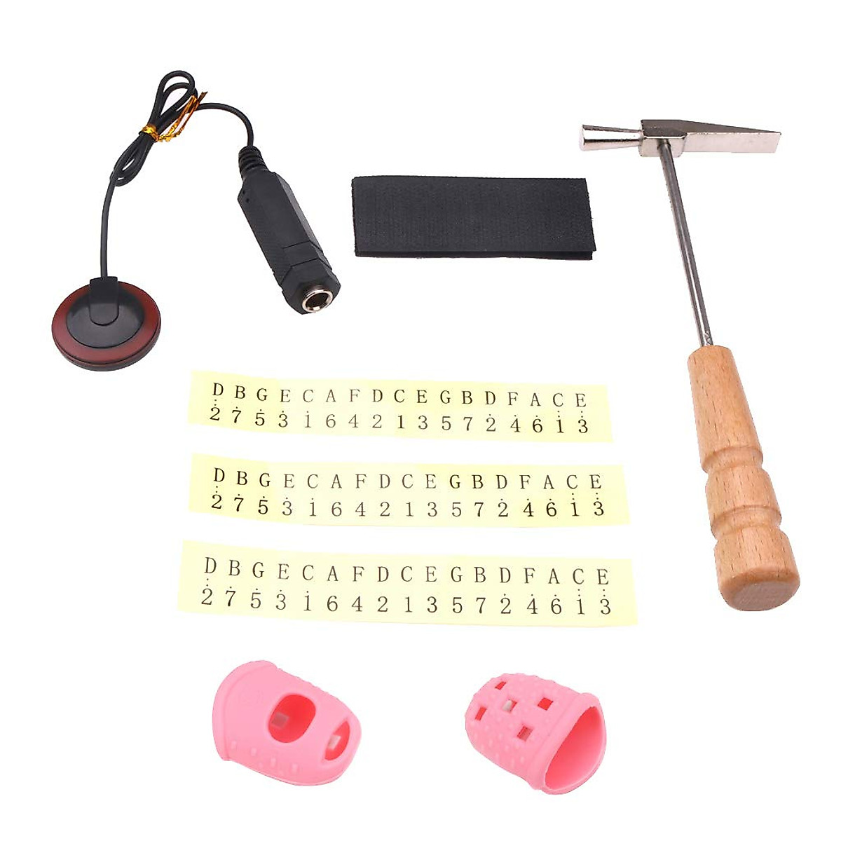 kesoto African Kalimba Tuning Hammer Tool+Finger Gaurds+Note Sticker+Pickup Piezo