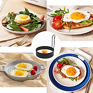 4 Pack Stainless Steel Eggs Maker Non Stick Round Egg Cooker for Cooking Cooking Rings Shaper for Frying Pancake Sandwiches Metal Handle Household Kitchen Breakfast Tool Egg Shaper