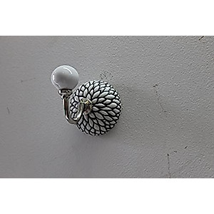 PARIJAT HANDICRAFT Hand Painted Beautifully Black & White Colored Ceramic Wall Hook Hanger Key Holder hat Clothes hangings Bath Towel Hook Hanger.