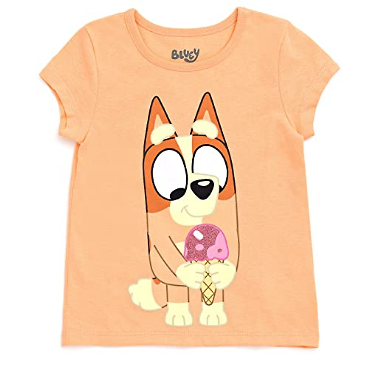 Bluey Toddler Girls 4 Pack T-Shirts Pink/Orange/Blue/Gray 4T