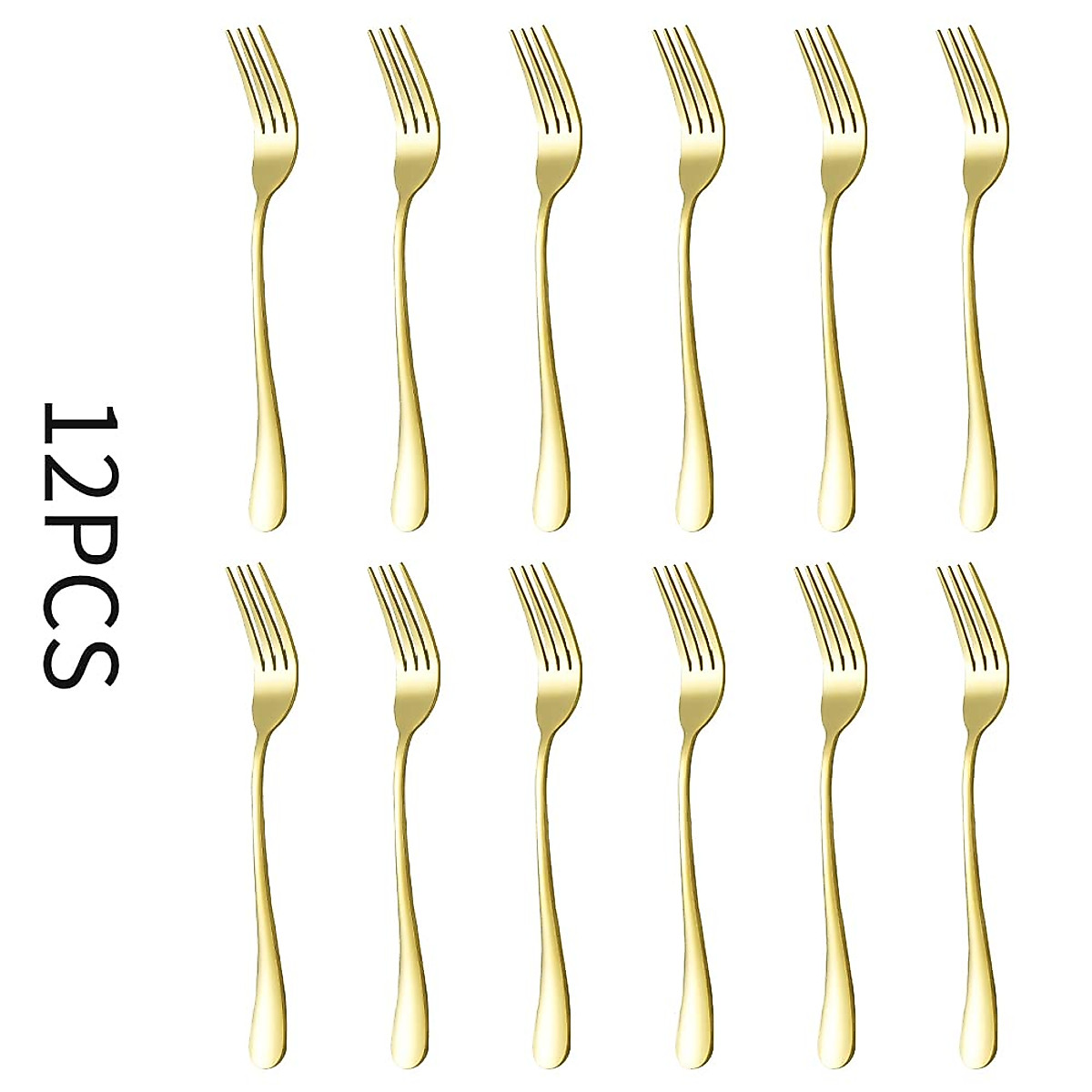 Xingjiake 12-Piece Gold Dinner Forks Set, Stainless Steel Forks Silverware, Flatware Forks Set Of 12, Salad Dessert Forks For Kitchen, Dishwasher Safe
