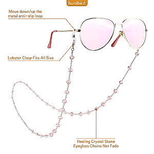 humlbird Eyeglass Chain for Women Stylish Mask Lanyard Natural Crystal Mask Chain Eye Glasses Holder Strap, Pink