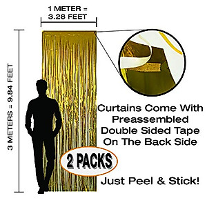 White and Gold Happy Birthday Banner Sign with Two Matching Gold Curtains Sturdy Preassembled Party Decorations by Dream VZN