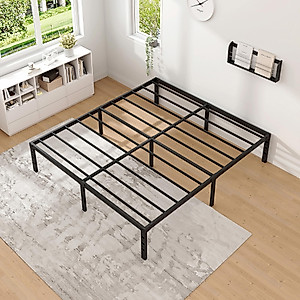 NEW JETO Metal Bed Frame-Simple and Atmospheric Metal Platform Bed Frame, Storage Space Under The Bed Heavy Duty Frame Bed, Sturdy Full Size Bed Frame, 18 Inch, Full