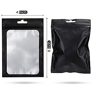 STRATUS88 400 Pack Resealable Mylar Bags - Food Storage Bags - |4 X 6 Inch Size Smell Proof Bag Transparent Front Window Packaging Matte Black Baggies for Small Kitchen Organization