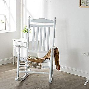 BplusZ B&Z KD-22W Wooden Rocking Chair Porch Rocker Outdoor Traditional Indoor, White