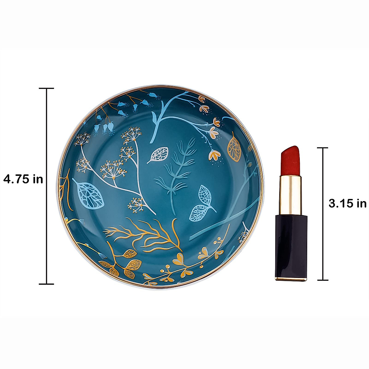 Goporcelain Jewelry Ring Dish Tray Boho Ceramic Decorative Trinket Dish Organizer for Rings Earrings Necklaces Bracelet Watch Keys Plate Small Round Ring Holder Gift for Women Engagement