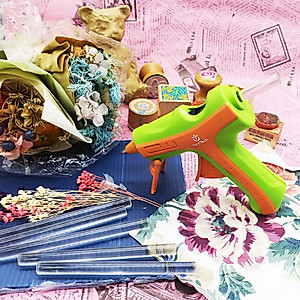 AoyiTech Mini Size Hot Glue Gun with 10 Free Glue Sticks, Fast Preheating Lightweight Glue Gun for Crafts, School Arts, DIY, and Home Repairs, Green and Orange Craft Glue Gun