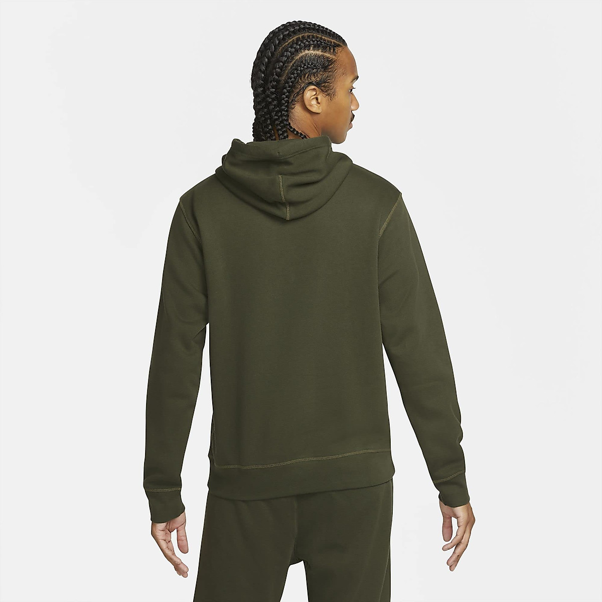Nike Men Sportswear Just Do It Fleece Hoodie (Large, Sequoia/Medium Olive)