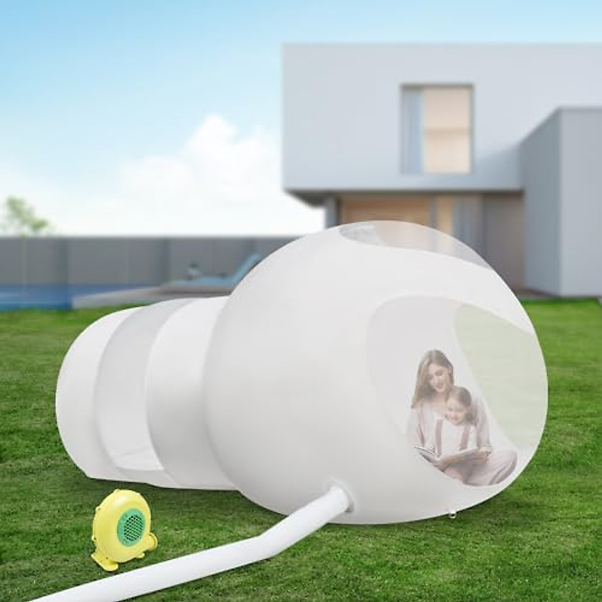 Inflatable Bubble House, Clear Inflatable Bubble Tent Dome with Blower, Luxury 9.8ft Diameter Bubble House & 6.5ft Channel Perfect for Outdoor Backyard Festival Party