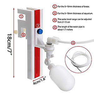 JUXYES Plastic Auto Water Filler Controller With Float Ball Valve, Adjustable Float Valve Mounting Water Level Controller for Aquarium Fish Tank