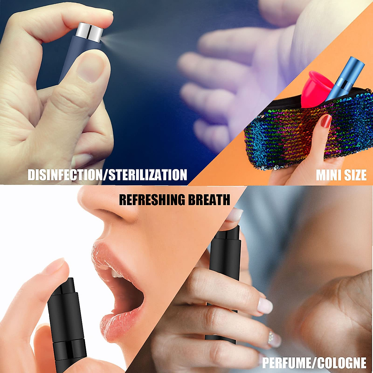 KOIBITO 8ml/5PCS Portable Mini Perfume Atomizer Bottles, Empty Refillable Mini Size Cologne Spray Bottle, Pocket Travel Perfume Sample Bottles
