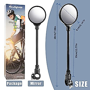 Newlight66 Bike Mirror, Adjustable Handlebar Rear View Mirrors For Mountain Road Bike Bicycle Electric Motorcycle (Black-2PC)