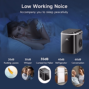 Portable Ice Maker Countertop, Small Ice Maker Machine with Handle, 26.5lbs/24Hrs, 8 Cubes in 6-10 Mins, Self-Cleaning Ice Makers for Home/Kitchen/Office/Bar