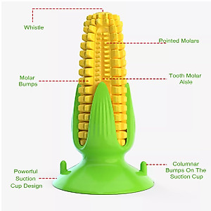 Dog MART Dog Chew Toy, Durable Corn-Shaped Toy for Teeth Cleaning, Squeaky Toothbrush, Toy for Agressive Chewer - Ideal for Agressive Small and Medium Dogs
