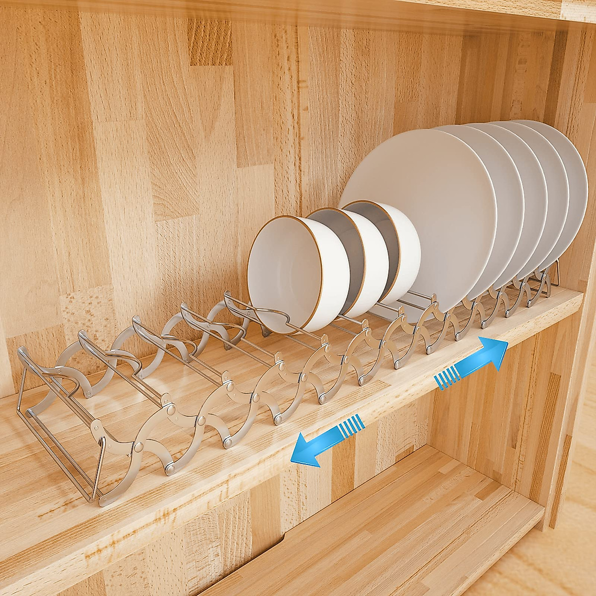 YYP Small Dish Drying Rack Expandable Dish Drying Rack Over The Sink, Plate Organizer for Cabinet or Countertop, Premium 304 Stainless Steel, Rustproof, for Kitchen, Small Space, RV