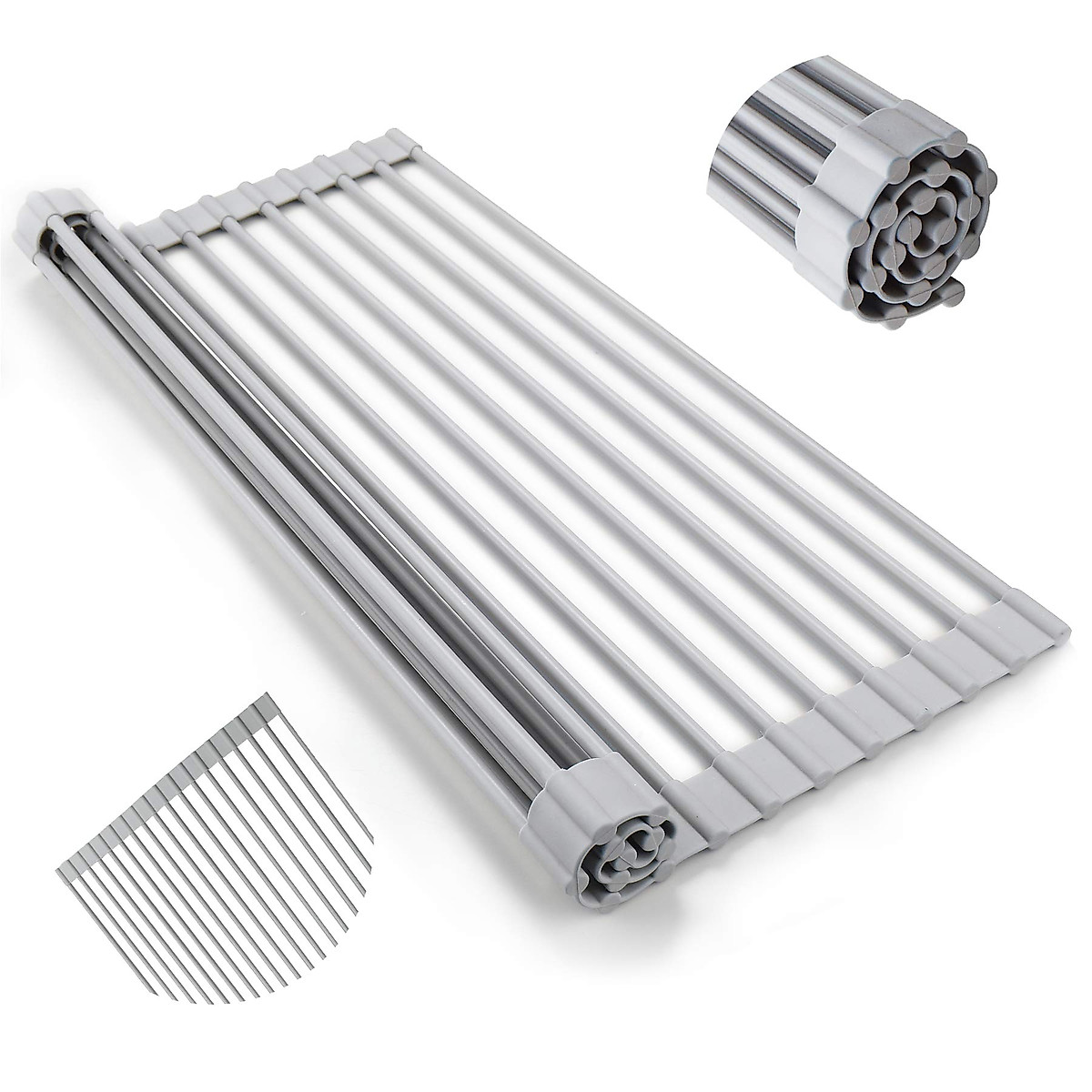 VIPointStar Roll Up Dish Drying Rack Over Sink, 17 X 13IN, Sink Rack Cover, Food Grade & BPA Free Silicone Over Sink Foldable Dish Rack, Dish Drying Rack for RV Sink Cover/Kitchen, Easy Clean