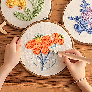 35 Pcs Punch Needle Kit, Punch Needle Tool Adjustable Punch Needle Embroidery Kits Include Wooden Handle Embroidery Pen Set, Big Eye Needles, Punch Needle Cloth - Stocking Stuffers for Adults Beginne