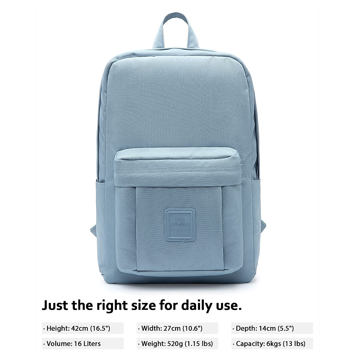 HotStyle 599s Simple Backpack, Classic Bookbag with Multi Pockets, Durable for School & Travel, Dark Pastel Blue