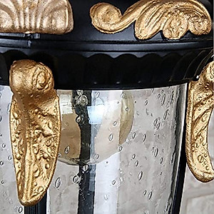 DUBOXX Outdoor Wall Lamp Rustic Loft Mediterranean Style Wall Sconces Black Gold Finish Waterproof Fixture High Clear Glass Antique Wall Light Exterior House Decoration Porch Patio