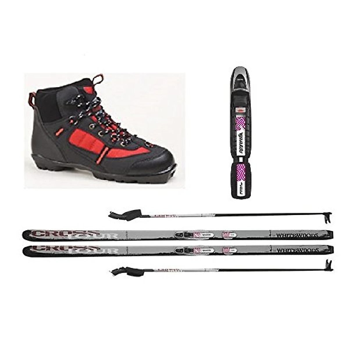 Whitewoods Junior NNN Cross Country Ski Package, 117cm - Skis, Bindings, Boots, Poles (35, 30-60 lbs.)