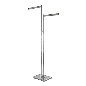 Only Garment Racks #2262 Two Way Rack with Blade Arms Only Garment Racks - Clothing Rack - Heavy Duty Chrome - 2 Way Clothes Rack, Adjustable Height Decorative Blade Arms, Perfect for Retail Clothing Store Display - (2) Rectangular Tubing Blade Arms