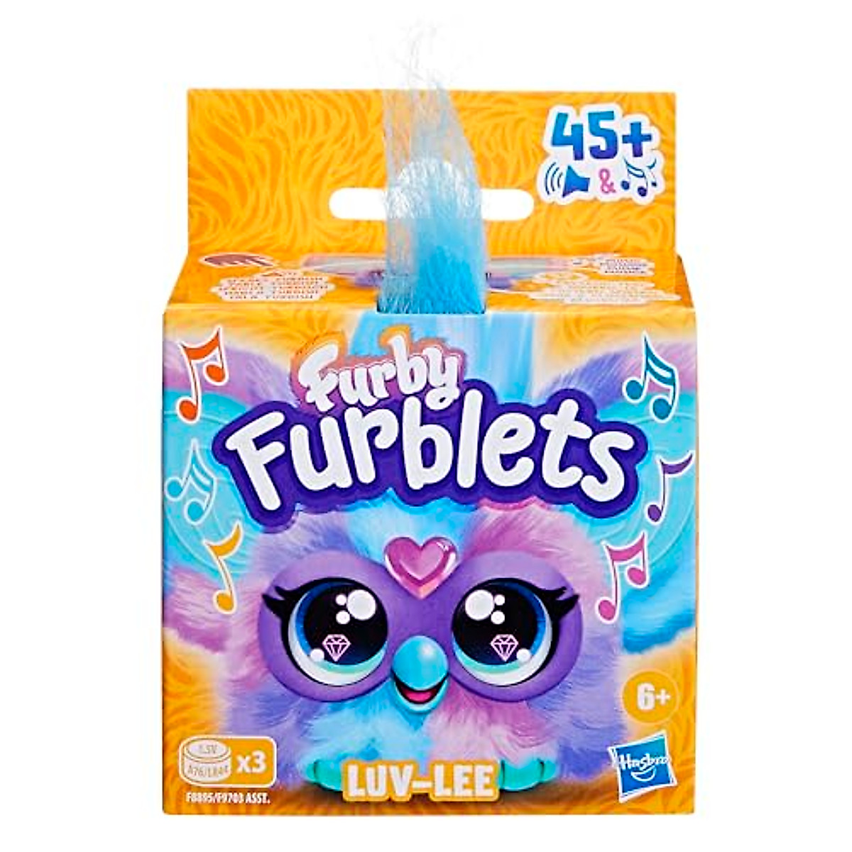 Furby Furblets Luv-Lee Mini Friend, K-Pop Music, Speaks Only Furbish, Electronic Plush Toys for Girls & Boys, Interactive Pets, Purple & Blue, Easter Basket Stuffers, 6+