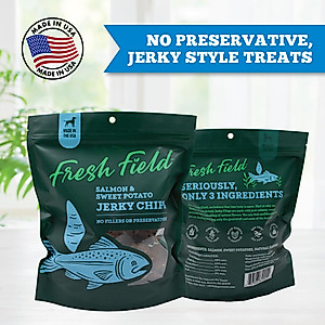 Fresh Field Salmon & Sweet Potato Jerky Chips, 5 oz – All-Natural Dog Treats, USA Made, No Fillers, Omega-3 Rich