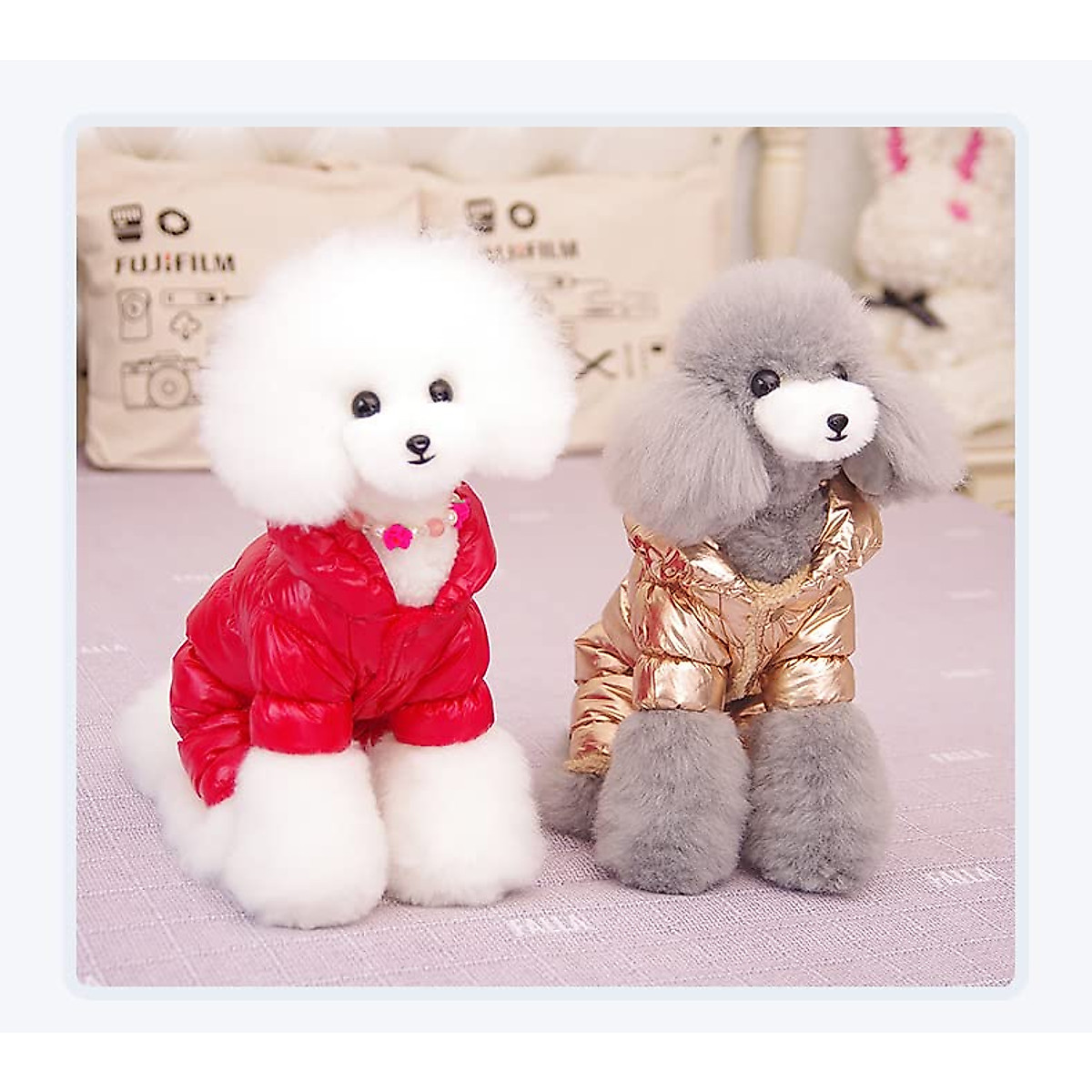 Frieyss Winter Puppy Dog Coat Waterproof Pet Clothes Windproof Dog Snowsuit Warm Fleece Padded Winter Pet Clothes for Small Dogs(Winter Glod, Small)