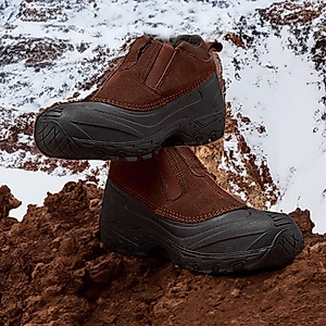 LONDON FOG Bronson Slip On Snow Boots for Men Waterproof Shoes - Suede Insulated Winter Boots for Men - Black, 11 Medium