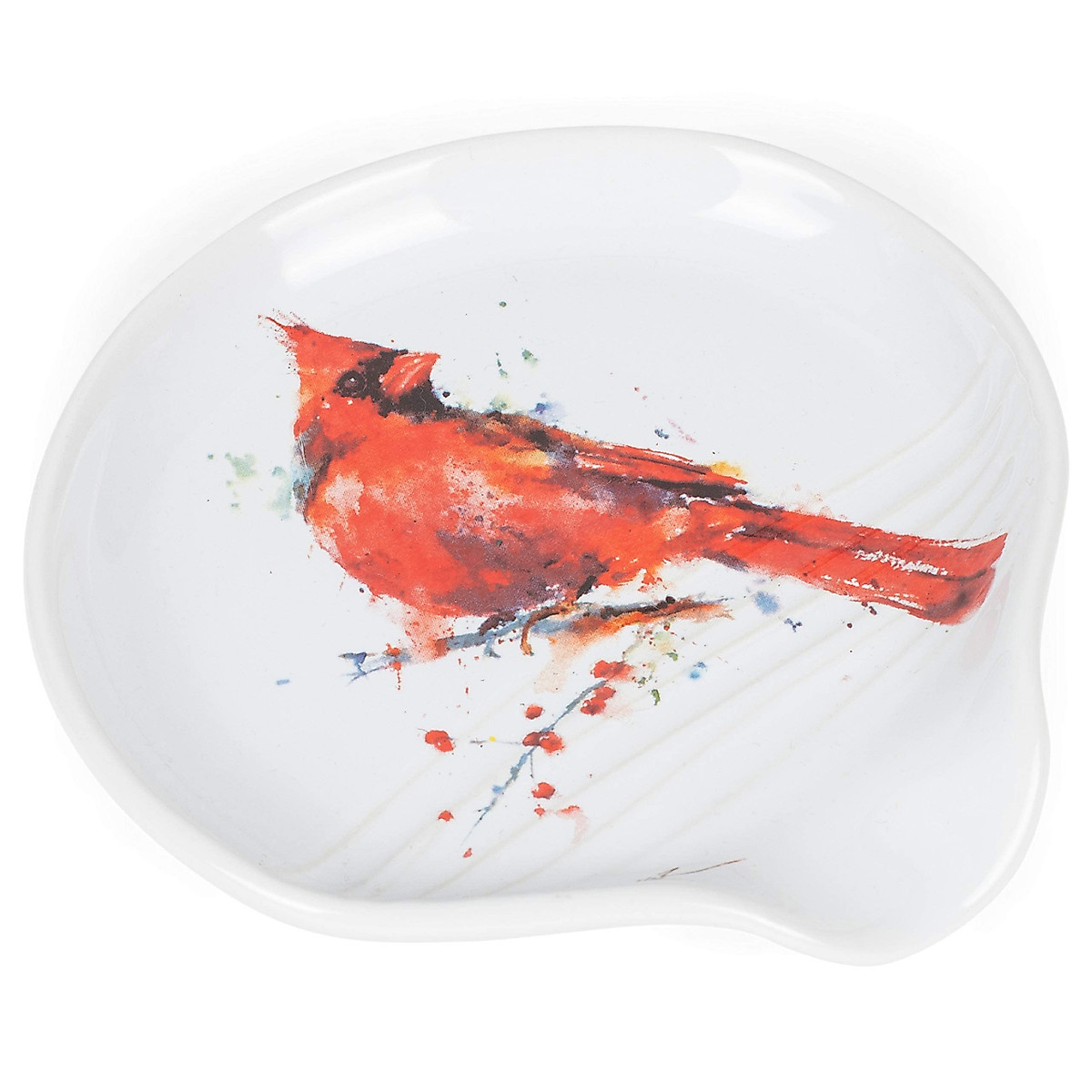 DEMDACO Dean Crouser Cardinal Bird Watercolor Red 5 x 5 Glossy Ceramic Stoneware Spoon Rest