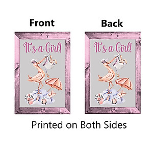 It's A Girl Stork Garden Flag Baby Shower Gender Reveal Party Decorations 12x18 Inch Double Sided Baby Girl Garden Flag Newborn Baby Birth Announcement Lawn Yard Sign Welcome Home Baby Banner Pink